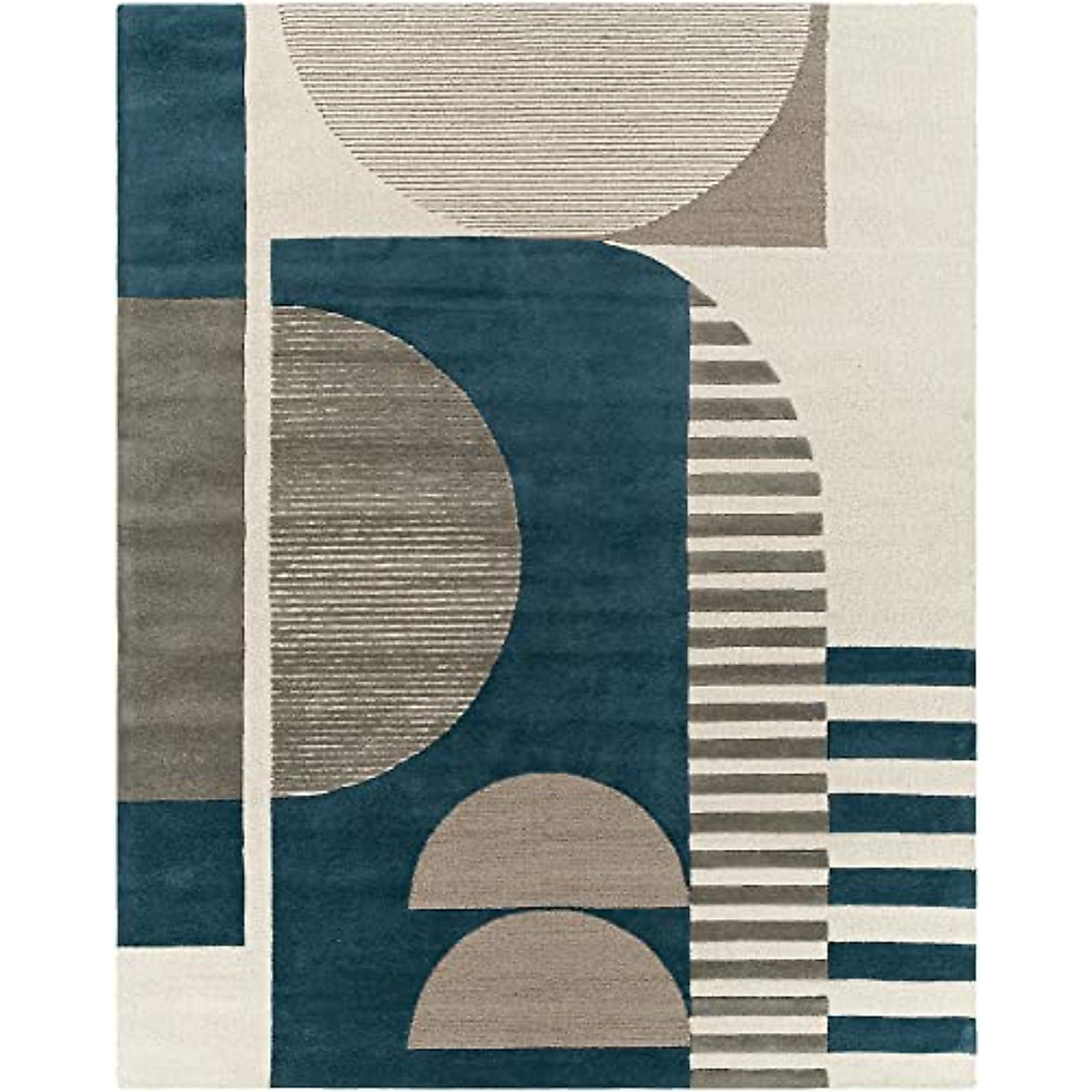Mark&Day Area Rugs, 9x12 Vinkebrug Modern Teal Area Rug Blue Gray White Carpet for Living Room, Bedroom or Kitchen (8'10" x 12')