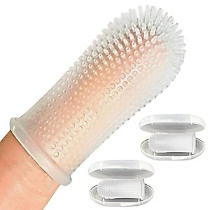 Jasper 360º Dog Toothbrush, Cat Toothbrush, Dog Tooth Brushing Kit, Dog Teeth Cleaning Kit, Dog Dental Care, for Use with Dog Toothpaste and Cat Toothpaste, 2-Pack Clear