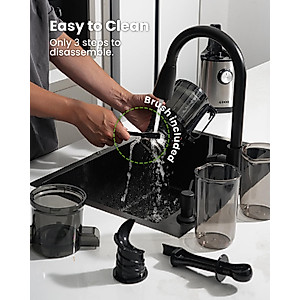 GDOR Cold Press Juicer with 4.25'' Feed Chute, Masticating Juicer Machines Fits Whole Fruits and Vegetables, Self Feeding Slow Juicer with Low Noise, Silver