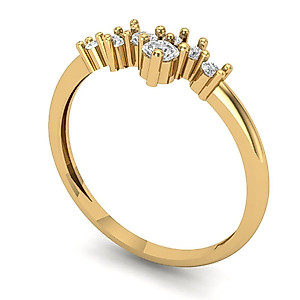 0.17 ct Brilliant Round Cut Clear Simulated Diamond 14k Yellow Gold Wedding Engagement Promise anniversary Band Sz 5.75