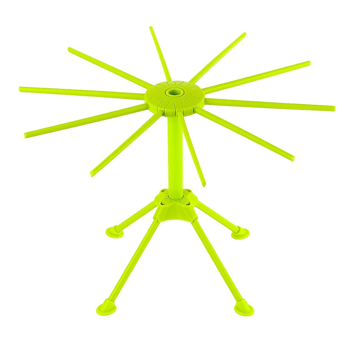 Cambom Foldable Pasta Drying Rack- Plastic Spaghetti Noodle Dryer with 10 Bar Handles Green