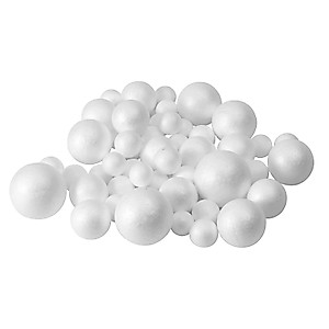 50 Pack Craft Foam Balls, 5 Sizes(1-2.4 Inches),White Polystyrene Smooth Round Balls, Foam Balls for Arts and Crafts, Christmas, DIY Craft for Home, Supplies School Craft Project and Holiday Party。