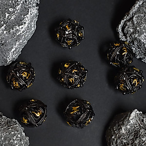 RULE DICE Metal DND Dice Set,Dungeons and Dragons Dice Set with Gifts Box for Role Playing Game,7PCS Polyhedral D&D Dice Set(Blue/Plated Silver)