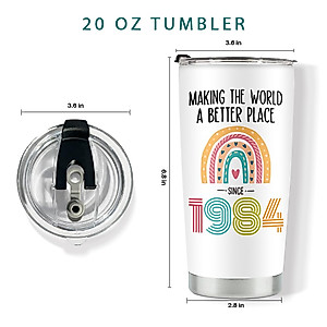 40th Birthday Gifts for Women, Tumbler 20 oz Stainless Steel Vacuum Insulated Tumblers, 1984 Birthday Gifts for Women, 40 Year Old Birthday Gifts, 40th Birthday Gift Ideas, 40th Birthday Tumbler