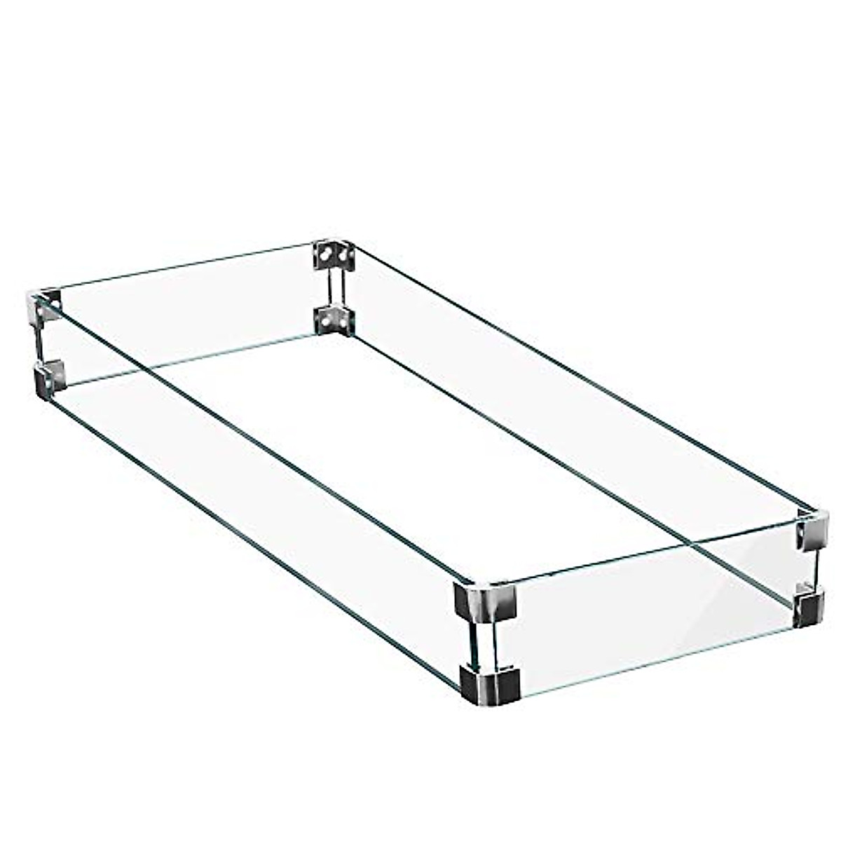 Hiland AWS-RT30 Fire Pit Glass Wind Screen, Rectangular, Clear