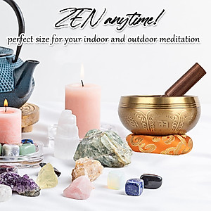 Relaehih Tibetan Singing Bowls Set-Hand-hammered in Nepal Sound Bowl for Meditation, Yoga, Chakra, Meditation Accessories, Unique Gifts for Women, Men (Yellow, 4 inch)