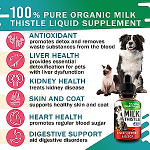 Liver Support Supplement for Dogs & Cats - Milk Thistle Liver Support - Canine Hepatic Care - Cat & Dog Liver Cleanse - Max Effect Liquid Drops