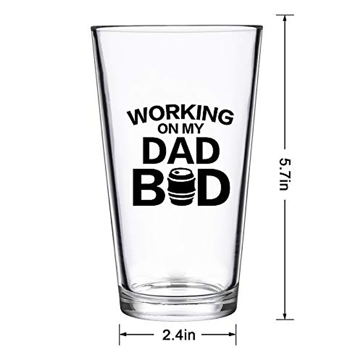 Funny Dad Beer Glass, Working on My Dad Bod Pint Beer Glass for Dad, New Dad, Father, Husband - Ideal Gift for Christmas, Birthday, Fathers Day from Daughter, Son, Kids, Wife, 15Oz