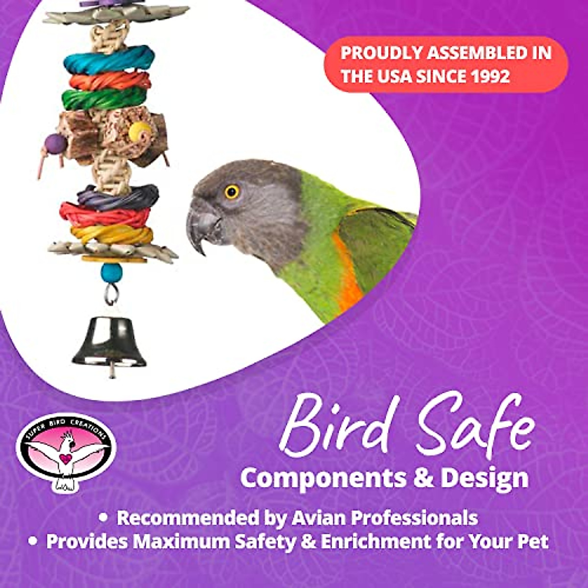 Super Bird Creations SB1097 Jungle Stick Bird Toy, Medium Bird Size, 11.5" x 3"