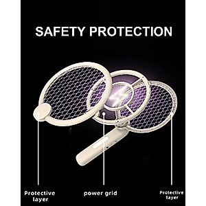 AICase 2 in 1 Foldable Portable Bug Zapper Racket,Rechargeable Fly Swatter with Trap Light,Compact Electric Zapper Indoor and Outdoor Use for Bedroom/Kitchen/Backyard/Porch…