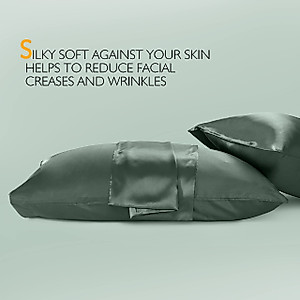 Vonty 2Pcs King Satin Pillowcases - 20x40 Pillow Cases, Forest Green Pillow Cases for Skin Friendly and Hair Protection - Cooling & Silky Satin Pillow Covers with Envelop Closure