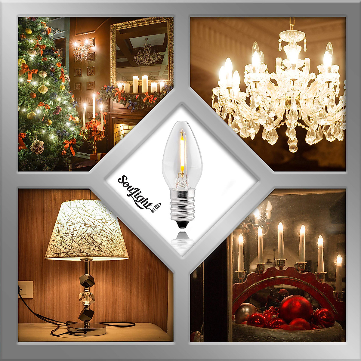 LED Night Light Bulb – C7 E12 LED Bulbs – Candelabra Light Bulbs, 1 Watt Equivalent 10W Incandescent Bulb, Warm White 2700K, Window Candles & Chandeliers Replacement Bulb, 8 Pack