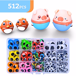 6mm-20mm Wiggle Eyes Self-Adhesive for Craft Stickers, Black and Colorful Googly Eyes for DIY Scrapbooking