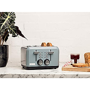 Haden 75007 PERTH 4-Slice, Wide Slot Toaster with Browning Control, Cancel, and Defrost Settings in Slate Grey