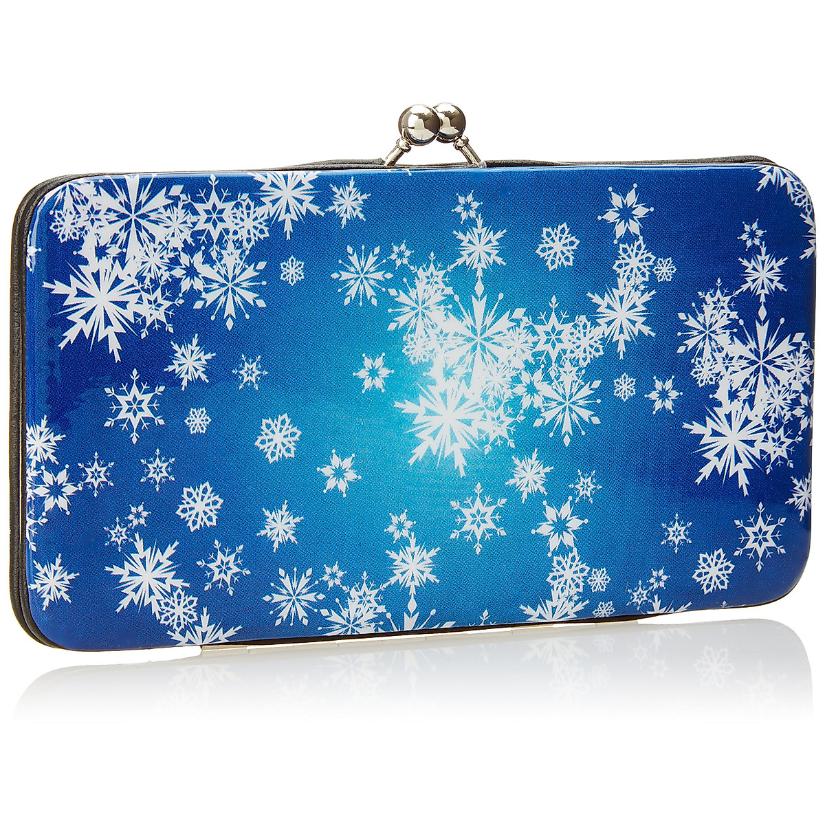 Concept One Handbags Frozen Sublimation Print Snowflake Kiss Lock Wallet, White, One Size