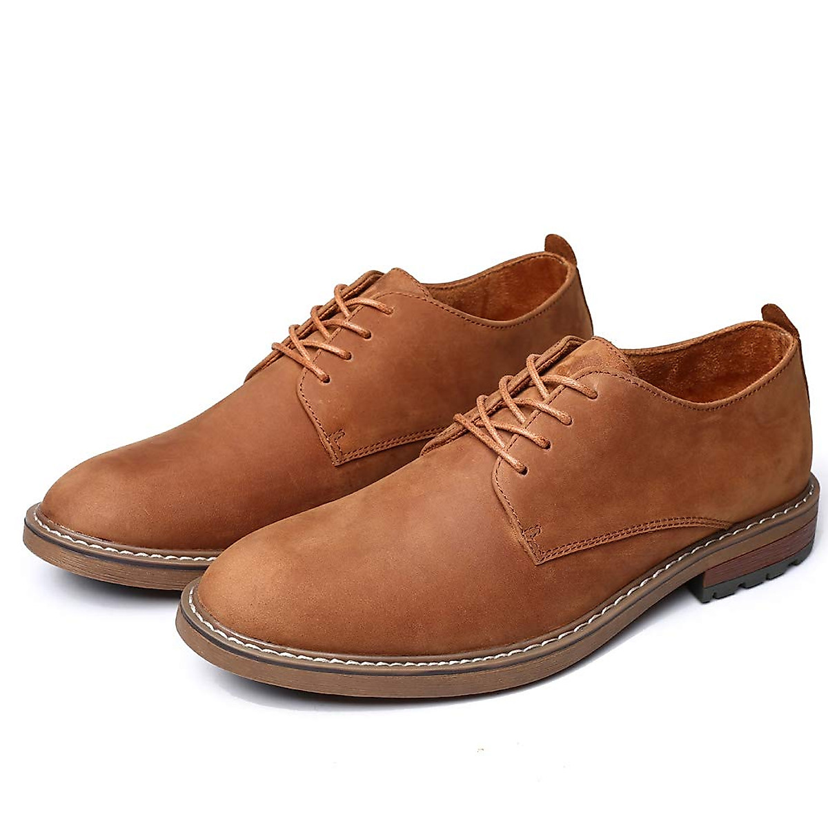 Mens Dress Shoes, Lace Up Plain Toe Leather Oxford Brown 11