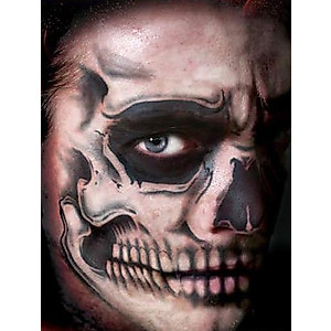 Day of the Dead Skeleton Skull Full Face Temporary Tattoo Kit - 2 Complete Kits