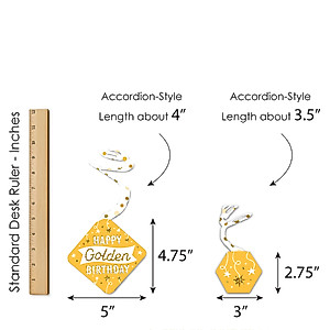 Big Dot of Happiness Golden Birthday - Happy Birthday Party Hanging Decor - Party Decoration Swirls - Set of 40
