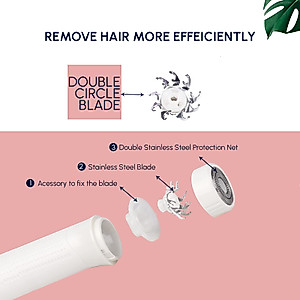 Facial Hair Removal for Women, Bikini Trimmer for Women Pubic Hair, Painless 2 in 1 Hair Remover Rechargeable Body & Face Hair Shaver for Legs, Arms, Armpit, Peach Fuzz on Upper Lip and Chin (White)