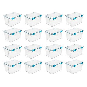 Sterilite Gasket Box, Stackable Storage Bin with Latching Lid, 32 Quart, 8 Pack