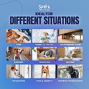 Spark NutriLab Calming Chews for Dogs - 120 Count Soft Chews for Anxiety Relief with Hemp, Chamomile & Valerian - Duck Flavor, Natural Ingredients for Stress, Barking & Separation - for All Dog Sizes