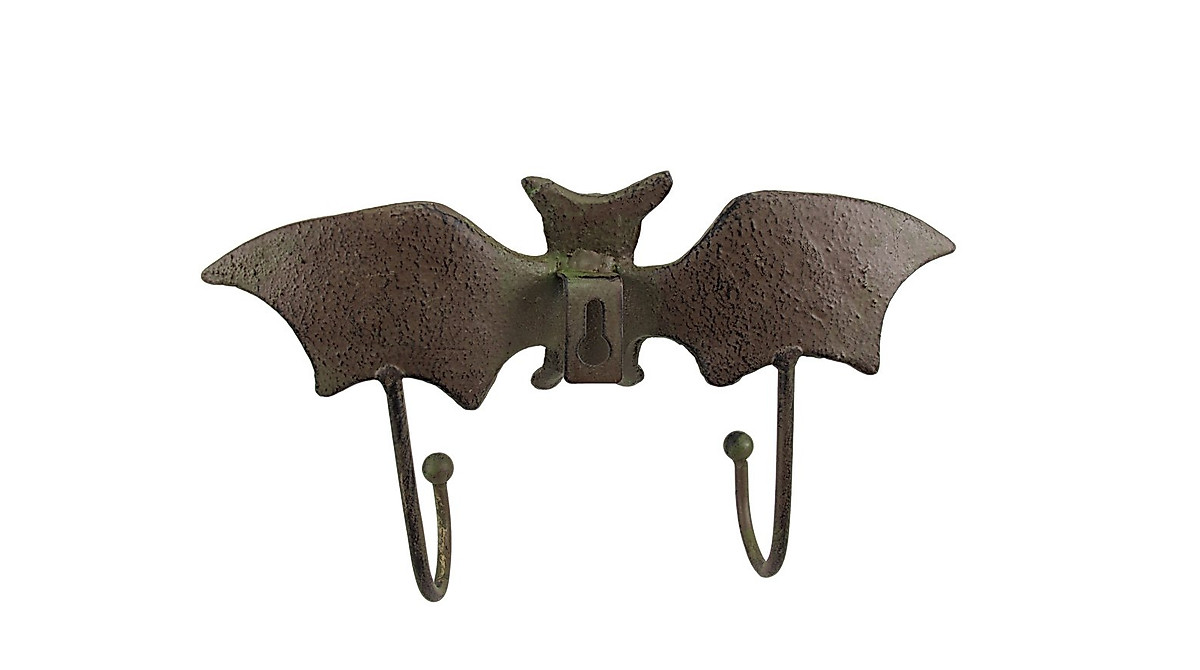 Iron Bat Hook - Rustic Cast Iron Wall Hanger with Gothic Design