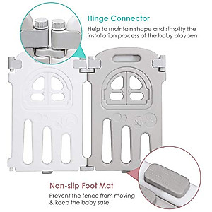 Costzon Baby Playpen 10-Panel Foldable Kids Play Yard, Indoor Outdoor Portable Baby Fence w/Additional Table Panels, Seat Stool, Lockable Gate & Educational Toys, Adjustable Shape (10-Panel)