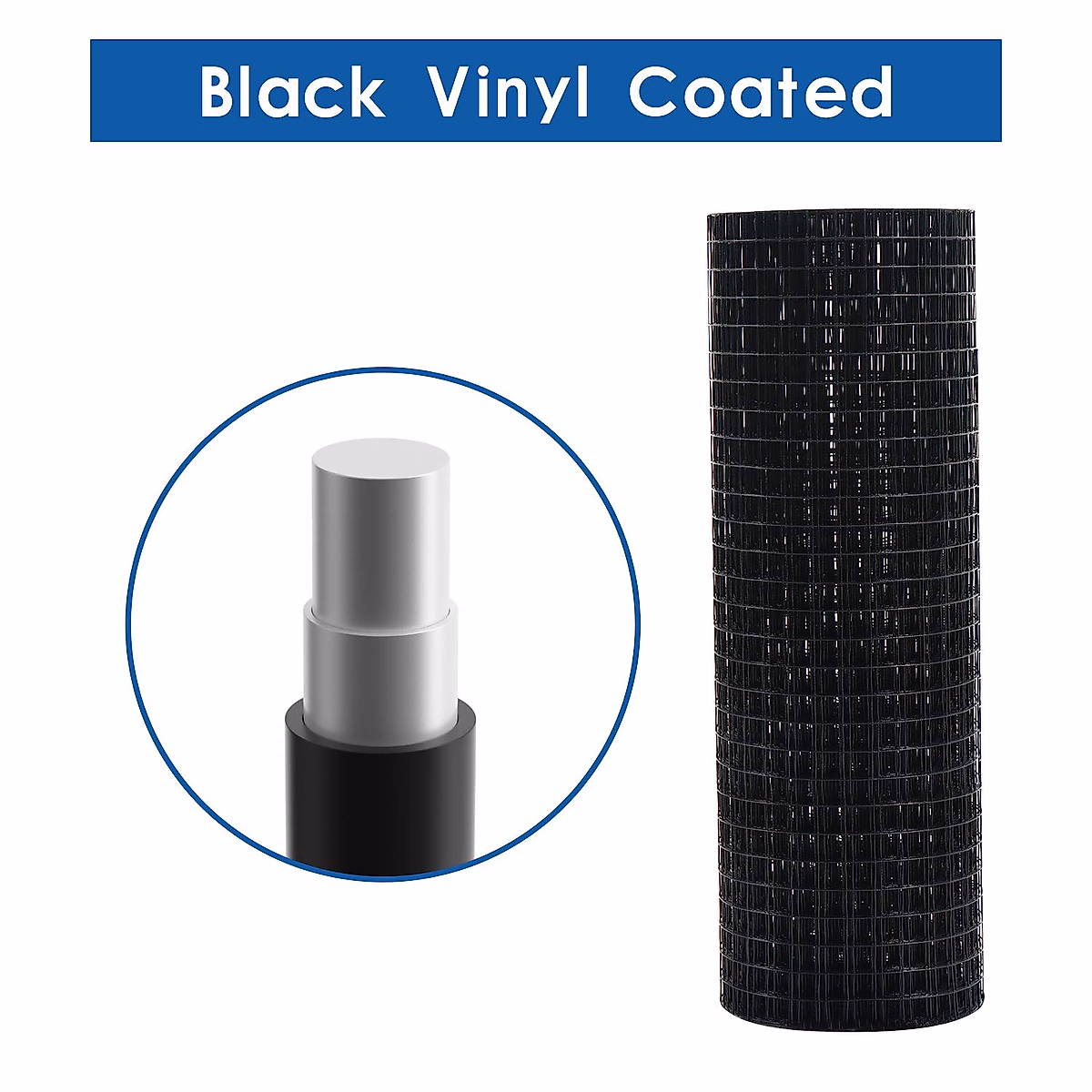 36'' x 50' 1inch Hardware Cloth 16 Gauge Black Vinyl Coated Welded Fence Mesh for Home and Garden Fence and Home Improvement Project (36'' x 50')