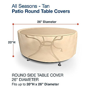 Budge P4A07SF1 All Seasons Round Patio Table Cover Lightweight, UV-Resistant, Extra Small, Tan