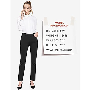 BALEAF Womens Black Dress Pants Yoga Work Pants Pull On Slacks Petite Business Casual Office Trouser Pockets 31" 2XLT