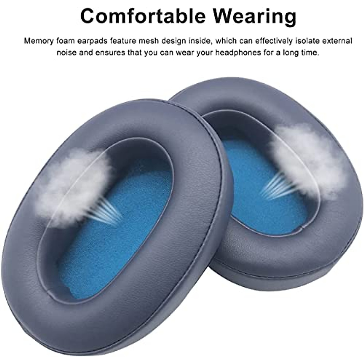 WH-XB900N Replacement Ear Pads Potein Leather Earpads Cover Quite-Comfort Sponge Ear Cushion Pad Earmuff Repair Parts Compatible with WH-XB900N On-Ear Headphone(Blue)