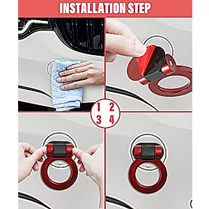ESEWALAS Car Tow Hook Car Sticker,Tow Hook Kit Car Decorations Sticker,Ring Track Racing Style Decorative Trailer Tow Hook,Bumper Trailer Sticker (ONLY Decoration) (Red)