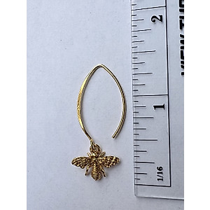 14k Gold Bee Dangle Earrings Sterling Silver