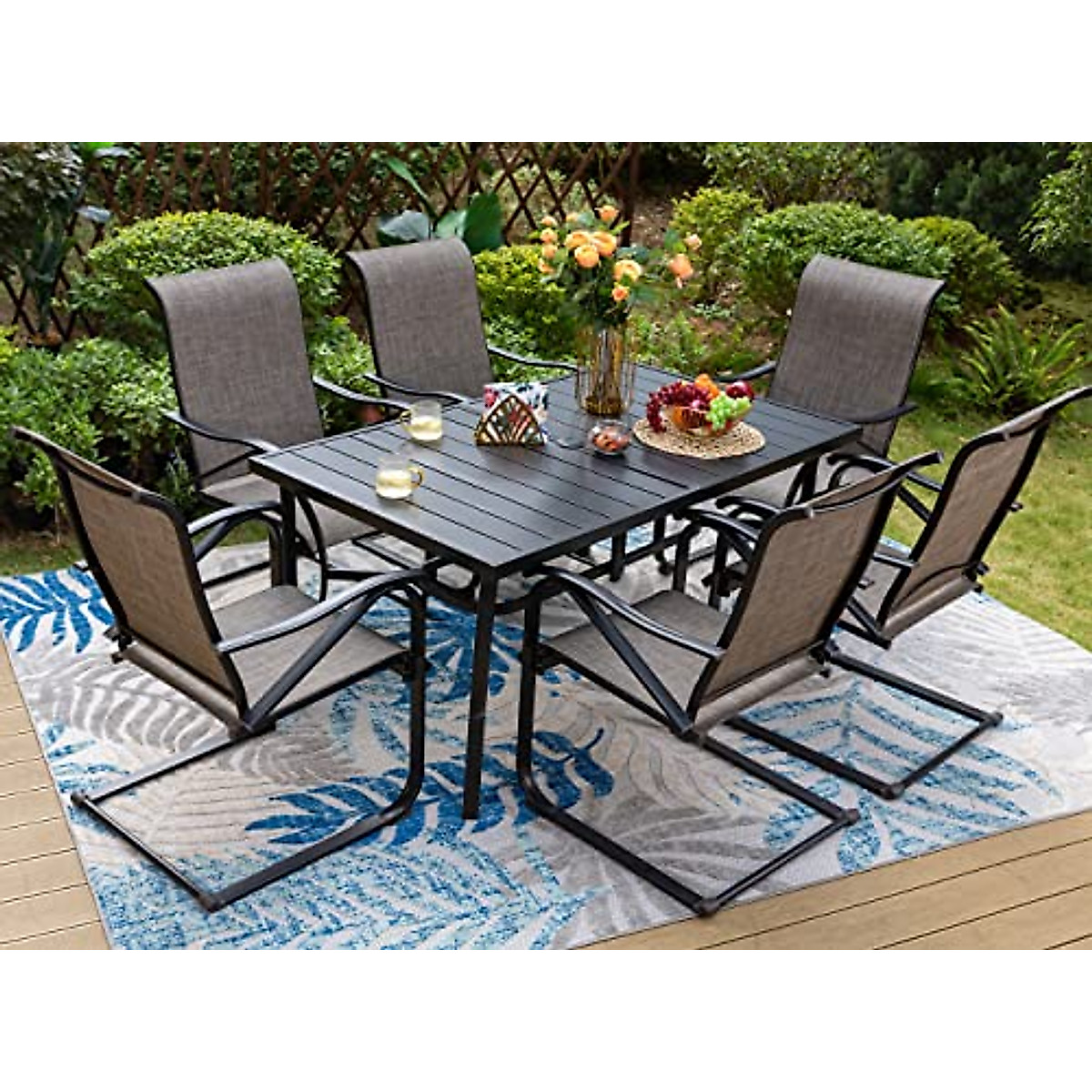 Sophia & William Patio Dining Chairs 2 Pieces C Spring Motion Chairs Patio Chairs Set of 2 Support 300lbs Outdoor Furniture for Lawn Garden Balcony Pool Backyard Weather Resistant