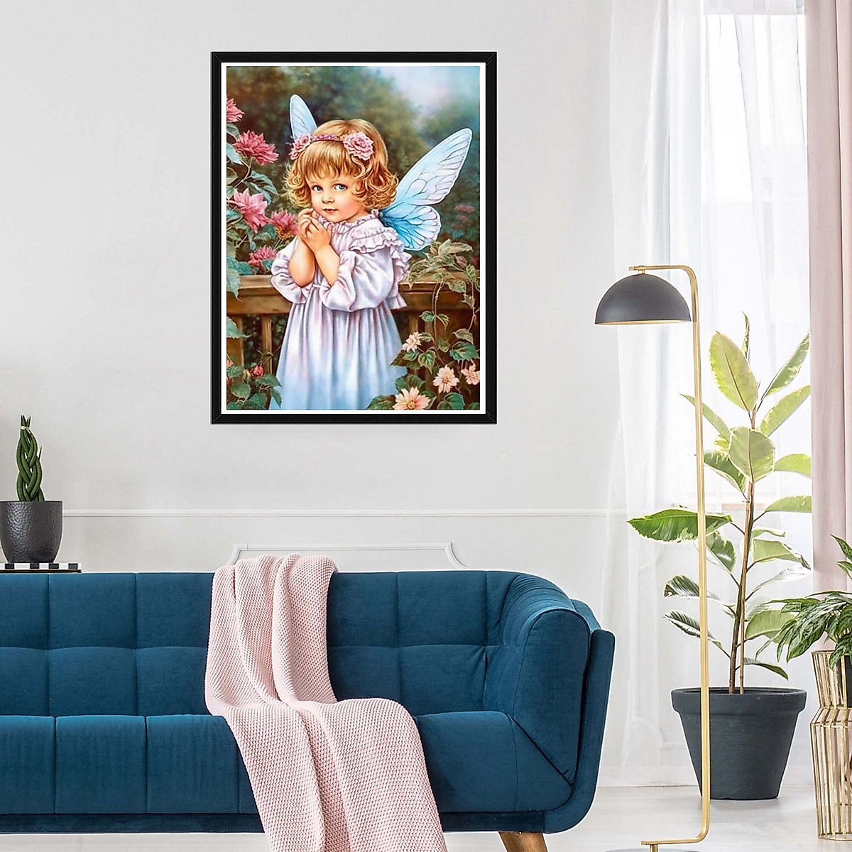 SKRYUIE 5D Angel Diamond Painting Kits - DIY Diamond Art Kits for Adults Girl, Full Round Drill - Crystal Cross Stitch - Adults Craft for Wall & Office Decor - 12x16inch