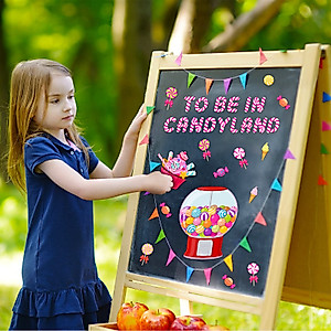 Outus Candyland Ice Cream Bulletin Board Decor Set Classroom Decoration Candy Land Ice Cream Cutout with Glue Points for Candy Birthday Party Classroom School Office Supply Halloween Decor (Candyland)