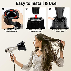Segbeauty Universal Curly Hair Diffuser, Adaptable Hair Diffuser Attachment for Hair Salon Quality Hairstyling Tool Hair-protective Frizz-free Fast-drying for Dryers with 1.65" - 3.15" Nozzle