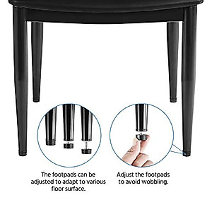 Yaheetech Mid Century Dining Chairs Armless with Backrest Modern Kitchen Chairs Metal Legs Fabric Leather Seat Set of 4, Black