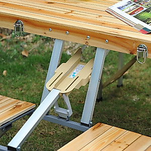 Outsunny Portable Foldable Camping Picnic Table with Seats Chairs and Umbrella Hole, 4-Person Fold Up Travel Picnic Table, Wood