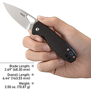 Columbia River Knife & Tool Piet EDC Folding Pocket Knife: Urban Everyday Carry, Drop Point Blade with Satin Finish, Thumb Hole, Liner Lock, Glass Reinforced Fiber Handle 5390