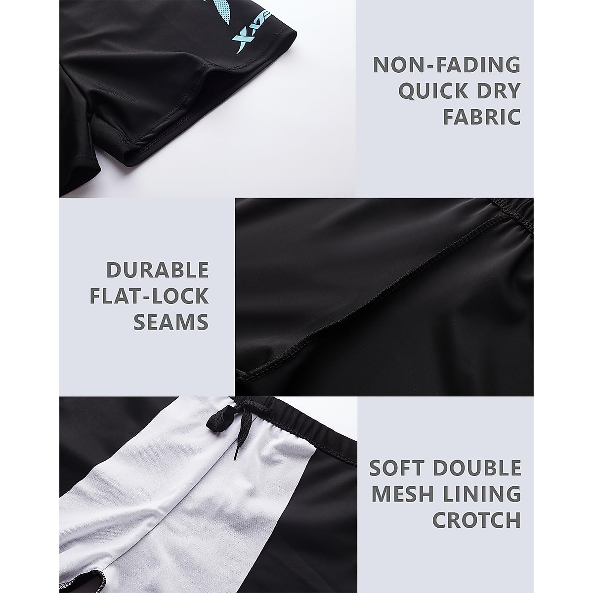 KANAV Men's Athletic Square Leg Swimsuit Jammers Durable Compression Swim Briefs Training Bathing Swimming Shorts Black/Blue