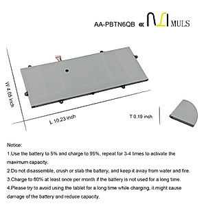 66Wh AA-PBTN6QB PBTN6QB Laptop Battery Replacement for Samsung Notebook 9 NP900X5N NT900X5N-X78L NP900X5N-X01US NP900X5N-L01US NP900X5N-K03 900X5N-K02 NP900X5N-K07HK 900X5N Series AAPBTN6QB 11.5V