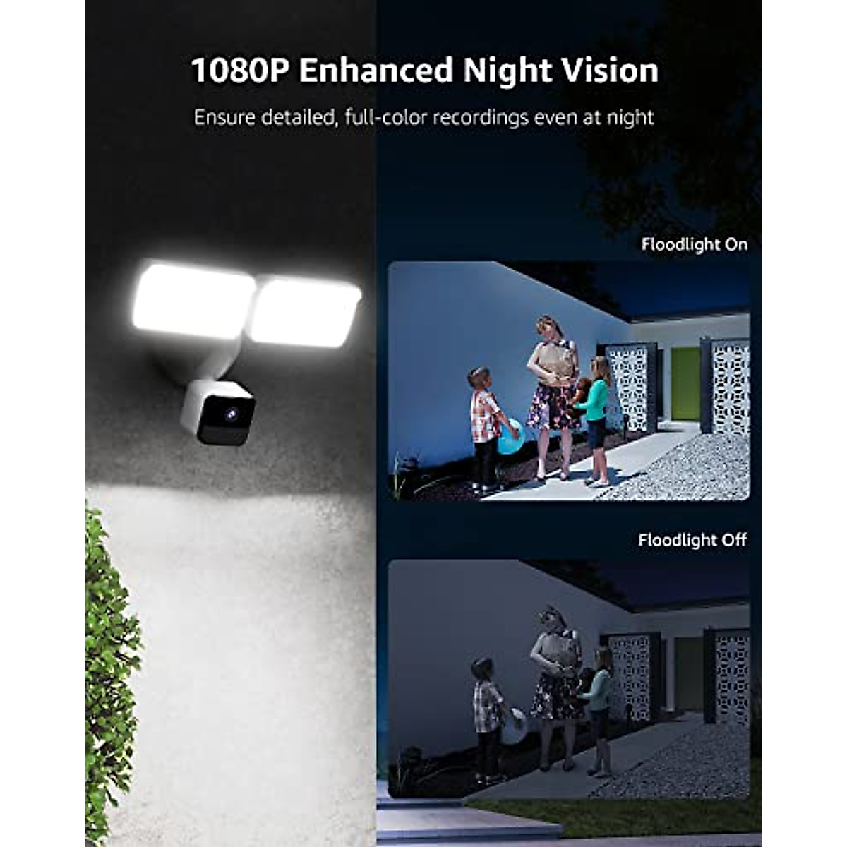 Lepro Floodlight Camera, Motion-Activated Security Light, Auto Record, 1080P Video, Two-Way Talk, 2400 Lumen Brightness, IP65 Waterproof (Outdoor Wiring and Junction Box Required, 2.4G WiFi Only)