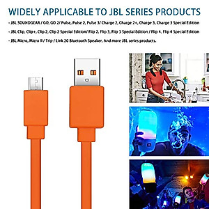 JAINTA USB Fast Power Charging Charger Cable Cord Compatible with for JBL Wireless Bluetooth Speaker Earphone Headphone - 3.3FT & Orange