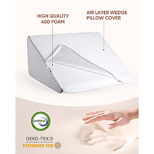 Forias Knee Wedge Pillow 8" Pure Memory Foam Bed Wedge Pillow for Sleeping After Surgery Triangle Pillow for Knee Support Leg Elevation Sciatica Knee Hip Back Pain Relief