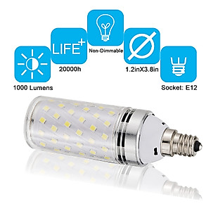 LEKE E12 LED Bulb 80W-100W Equivalent E12 Candelabra Bulb 1000Lumen Non-dimmable E12 Light Bulb 8W 6000K White(4 Pack)