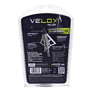 Allen Company Velox CX Terminus 3 Blade Crossbow Broadhead by Allen Company, 100 Grain, Metal
