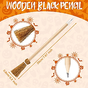 Zonon Witch Broom Pencils, 12 Pieces, Halloween Party Favors, Suitable for Kids, Teens, Adults, Classroom Supplies