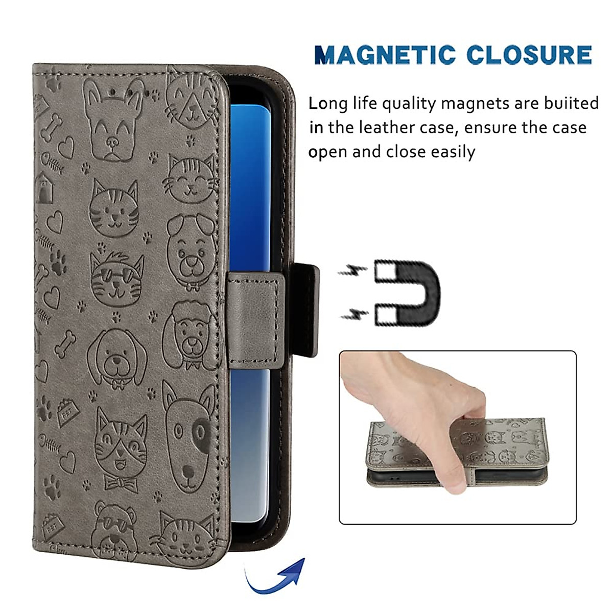 FDCWTSH Compatible with Oppo Reno 2 Wallet Case Wrist Strap Lanyard Leather Flip Card Holder Stand Cell Accessories Folio Purse Slot Credit ID Magnetic Phone Cover for Reno2 2019 Women Men Grey