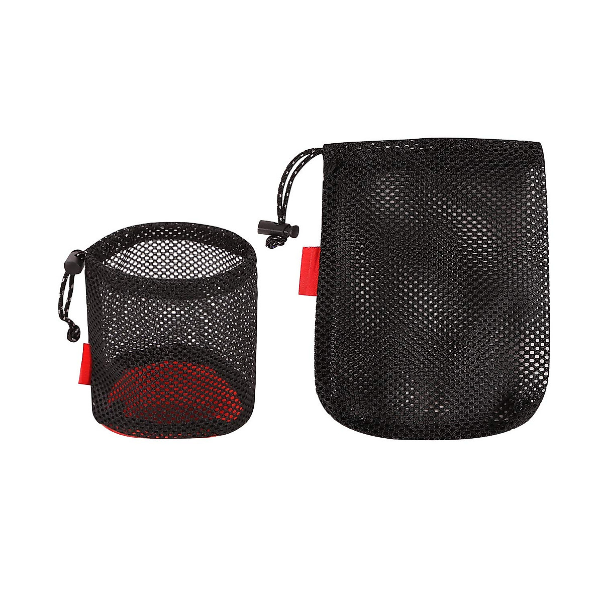 REDCAMP Stuff Sack Set of 5, Lightweight Mesh Nylon Drawstring Storage Bag Pouch for Travelling Hiking Red